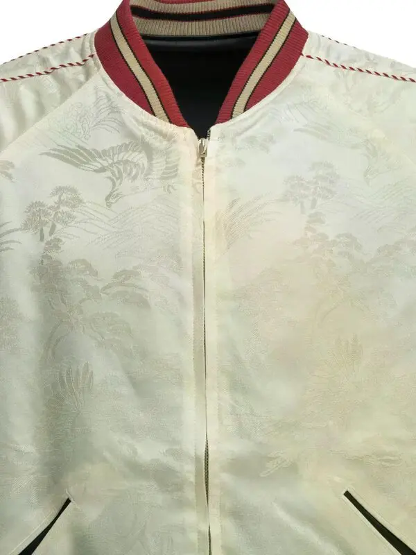 BEAMS Patterned Jacquard Reversible Bomber Jacket