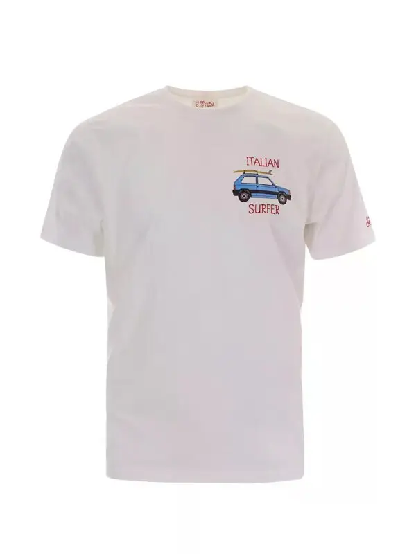 MC2 SAINT BARTH Portofino Slogan-embroidered T-shirt - White