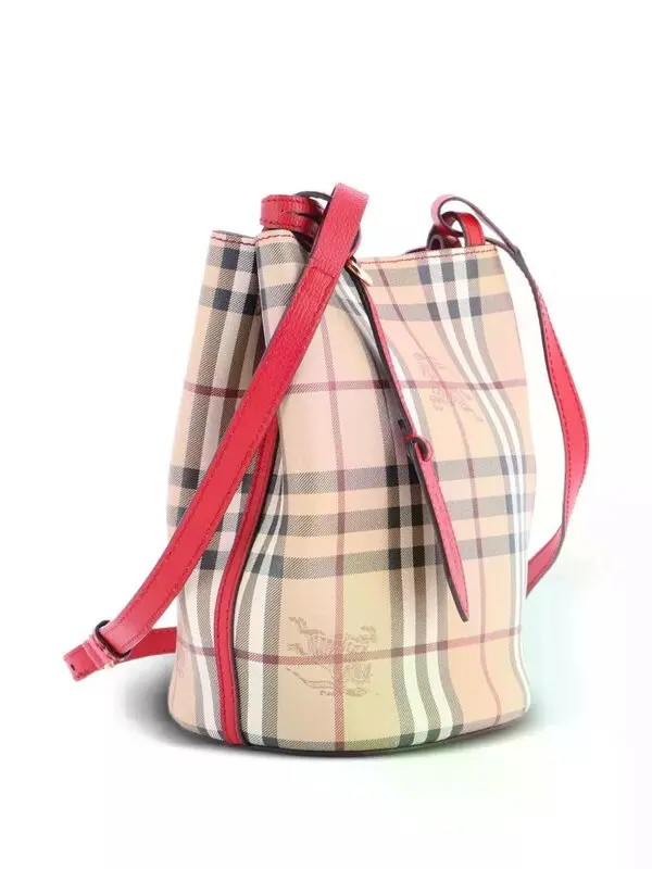 Burberry Lorne Haymarket Coated Canvas Small Bucket Bag - Neutrals