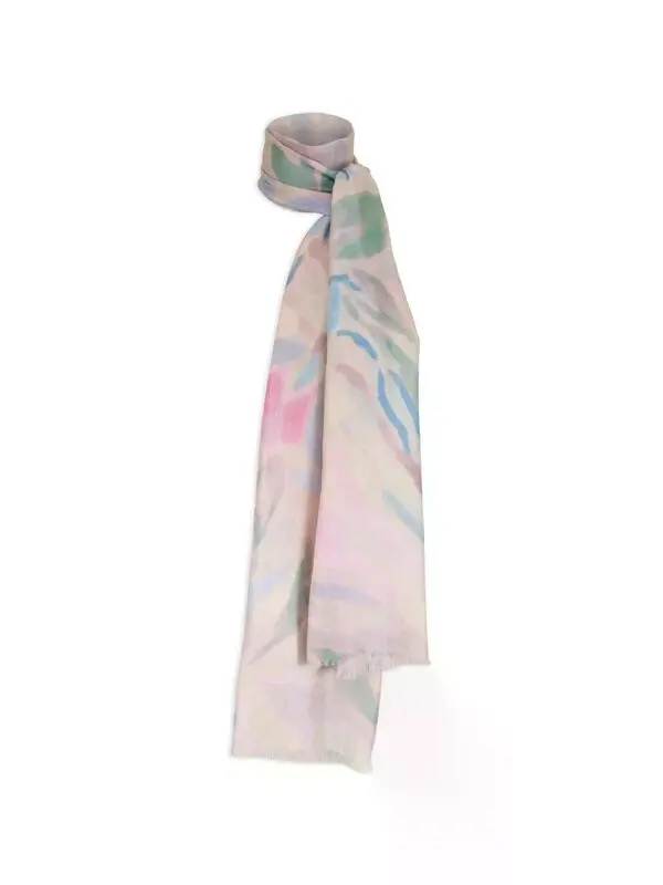 Kinross Cashmere Printed Fringed Scarf - Neutrals
