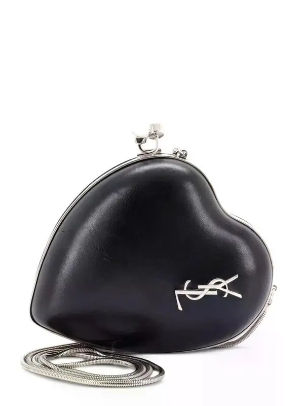 Saint Laurent Heart Chain Box Clutch - Black