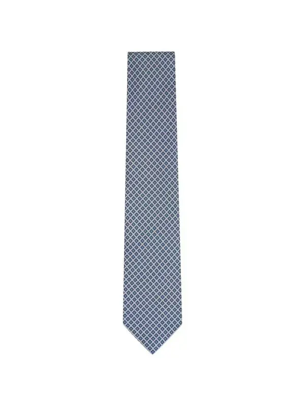 Brioni Silk Geometric Pattern Tie - Blue