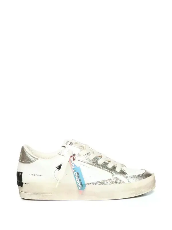 CRIME LONDON Sk8 Deluxe Glitter Detail Sneakers - White