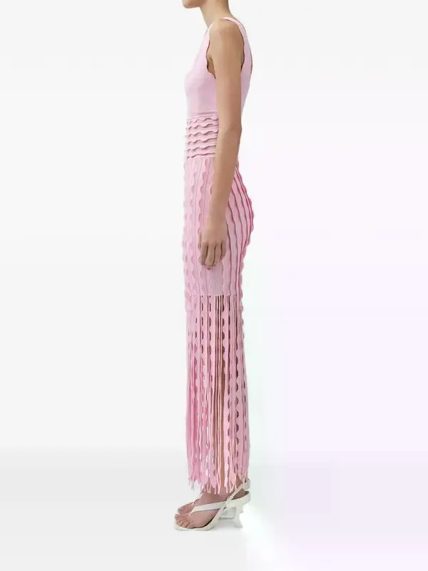Simkhai Brionne Fringed Hem Midi Dress - Pink
