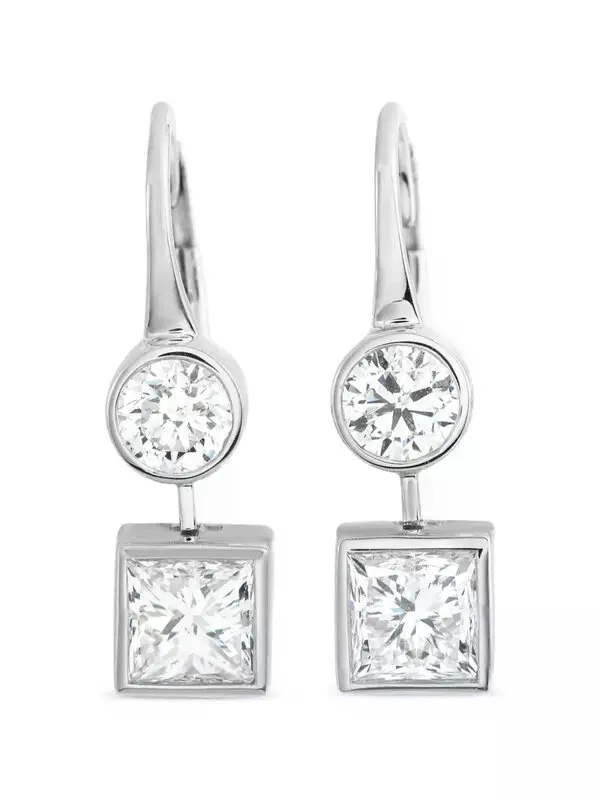 LB EXCLUSIVE 18k White Gold Diamond Drop Earrings - Silver