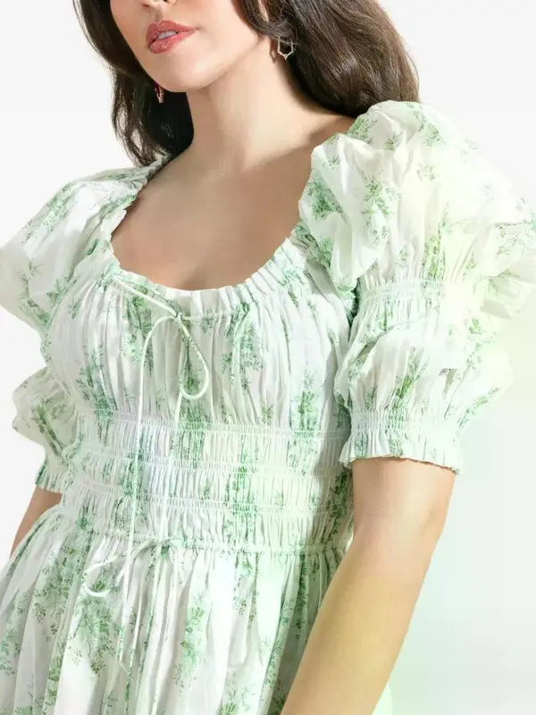 DÔEN Ischia Floral-print Smocked Midi Dress