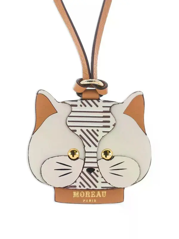 Moreau Cat-shape Leather Bag Charm