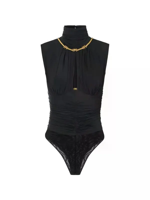 Elisabetta Franchi Draped Jewel-detail Bodysuit - Black