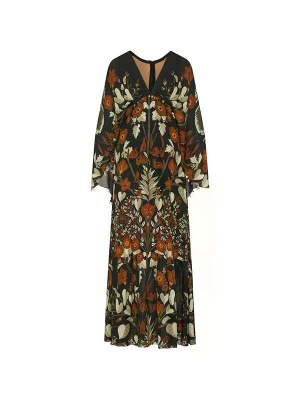 Johanna Ortiz Floral Print V-neck Maxi Dress - Green