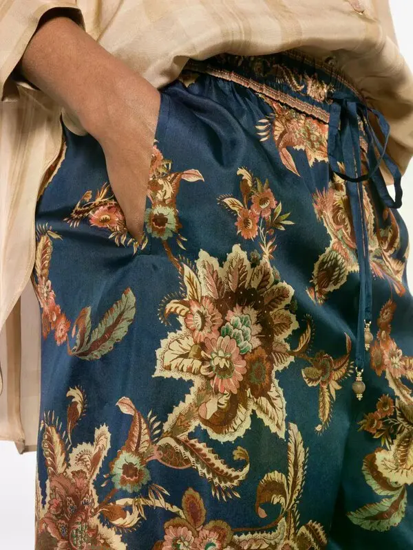 Zimmermann Aster Floral-print Drawstring Trousers