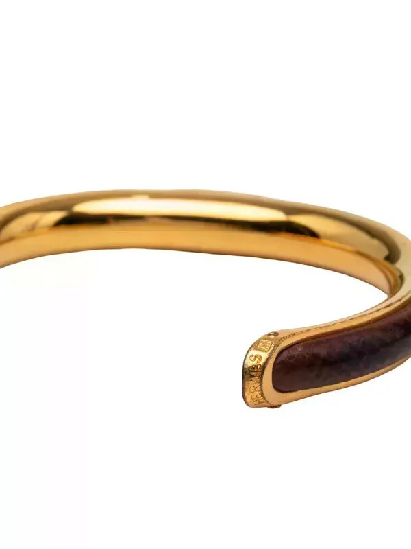 Hermès Gold Plated And Leather Cuff Bracelet