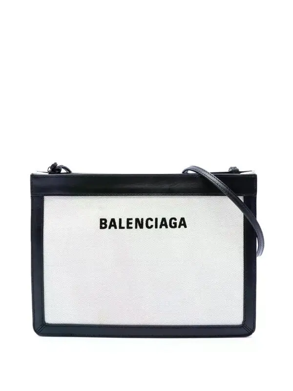Balenciaga Canvas Navy Pochette Crossbody Bag - Brown