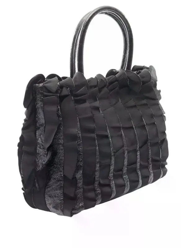 Prada Vernice And Tessuto Ruffle Tote Bag
