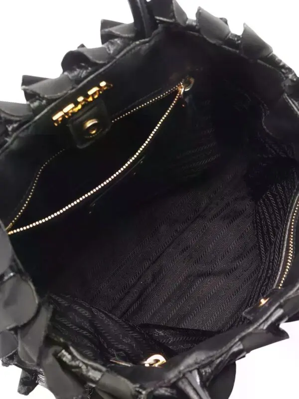 Prada Vernice And Tessuto Ruffle Tote Bag
