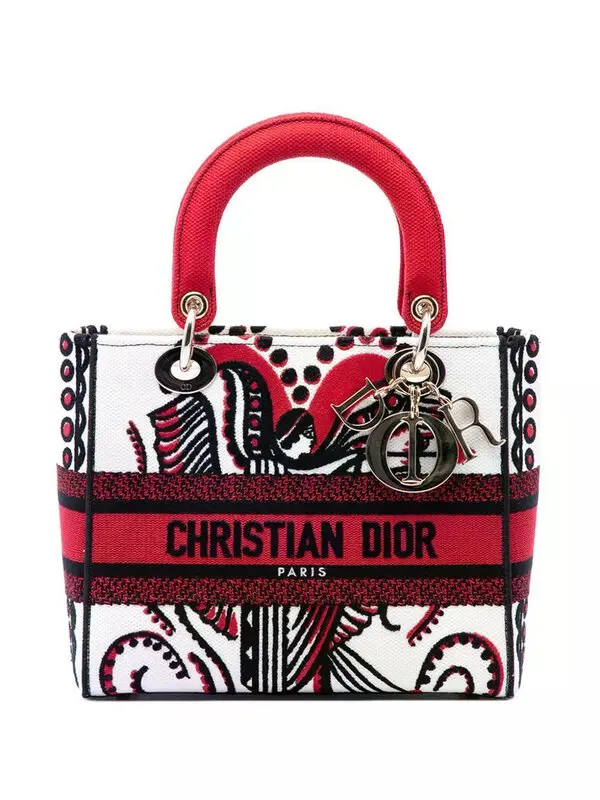 Dior 2021 Medium Lady D Lite Satchel - White