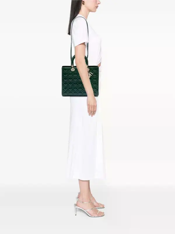 Dior Patent Cannage Lady Satchel - Green