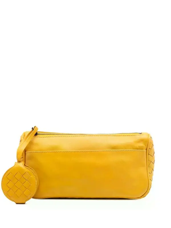 Bottega Veneta Intrecciato Trimmed Nappa Zipped Pouch Clutch Bag - Yellow