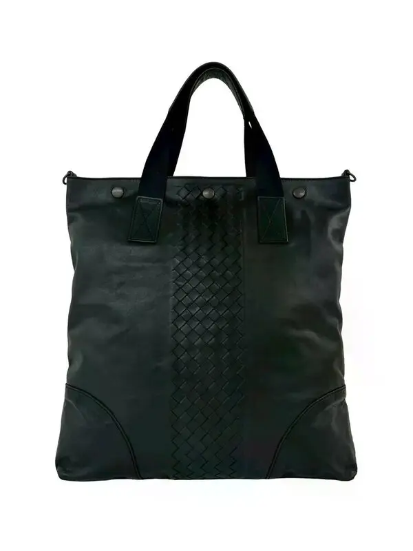 Bottega Veneta Intrecciato Convertible Tote Satchel - Black
