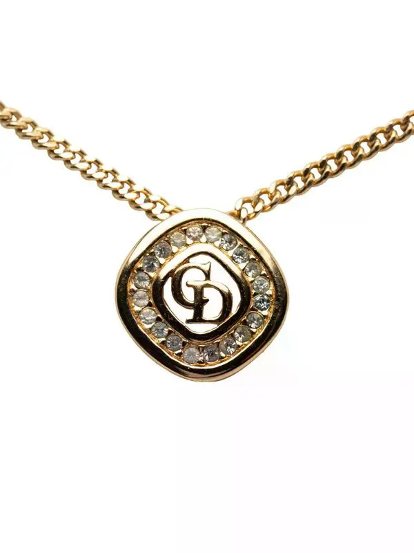 Dior Plated Crystal Cd Diamond Pendant Necklace - Gold
