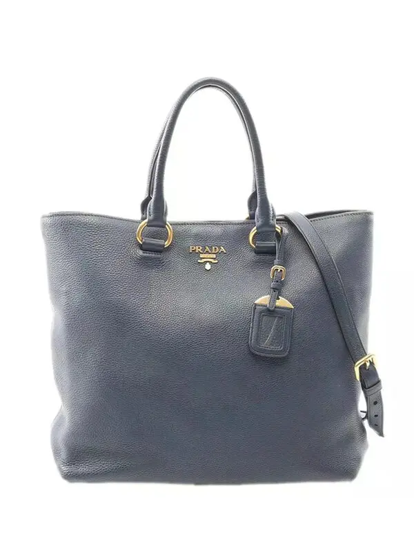 Prada Vitello Daino Convertible Tote Satchel - Grey
