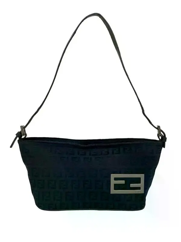 Fendi Zucchino Canvas Shoulder Bag - Black