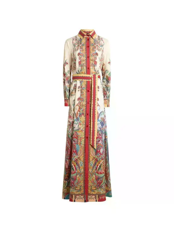 Etro Paisley Print Cotton Maxi Dress - Neutrals