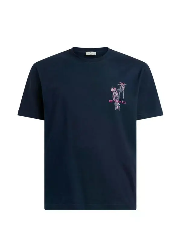 Etro Parrot-embroidered T-shirt - Blue