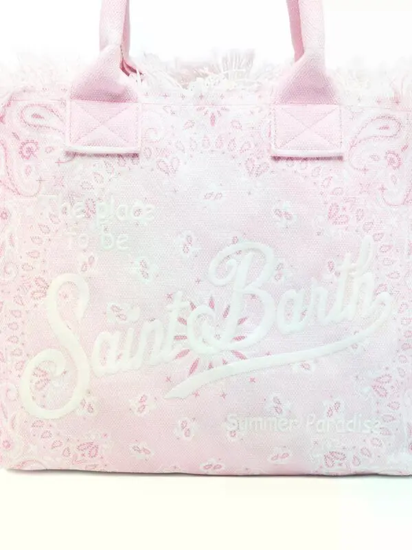 MC2 SAINT BARTH Vanity Paisley-print Fringed Tote Bag - Pink