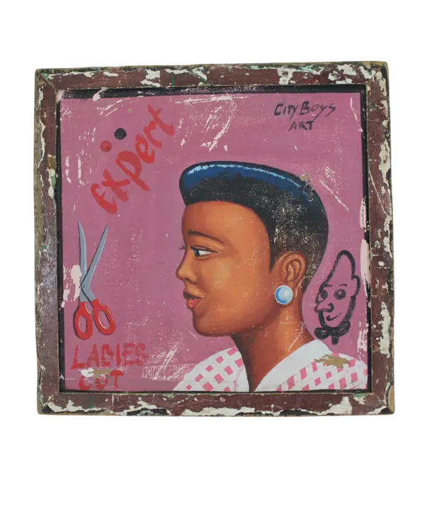 Botanical Boys Vintage African Barber Sign One Three Eight Two - Pink
