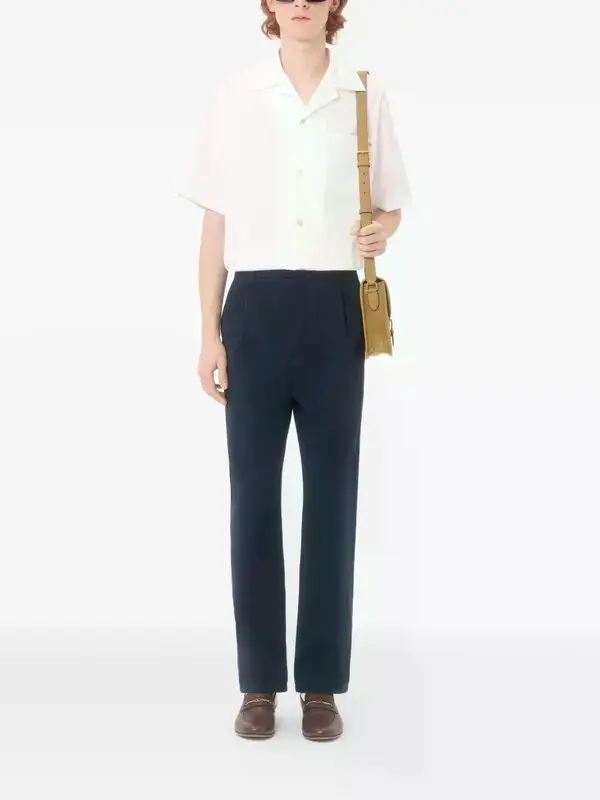 Valentino Garavani Cotton Gabardine Trousers With Vlogo Embroidery - Blue