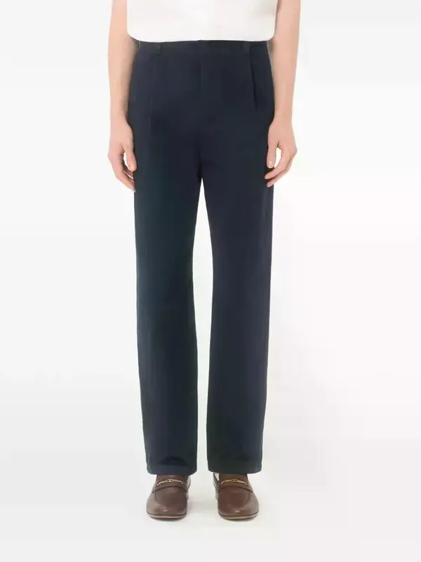 Valentino Garavani Cotton Gabardine Trousers With Vlogo Embroidery - Blue