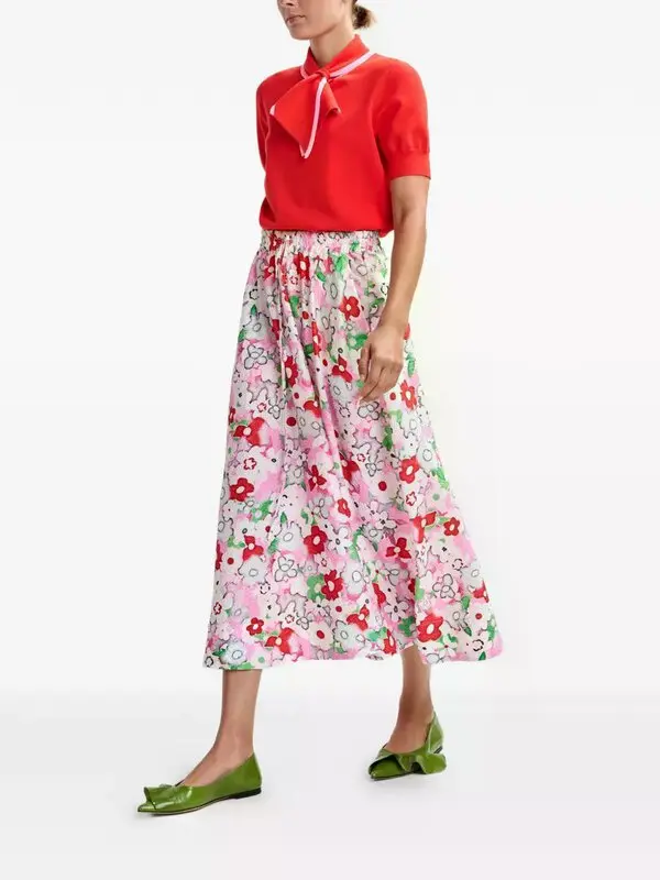 Essentiel Antwerp Floral Print Jacquard Midi Skirt