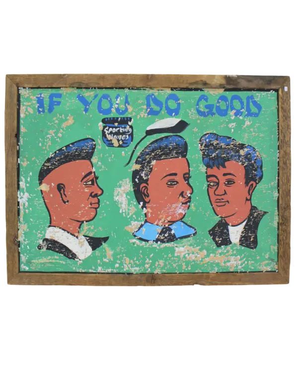 Botanical Boys Vintage African Barber Sign One Three Eight One - Green