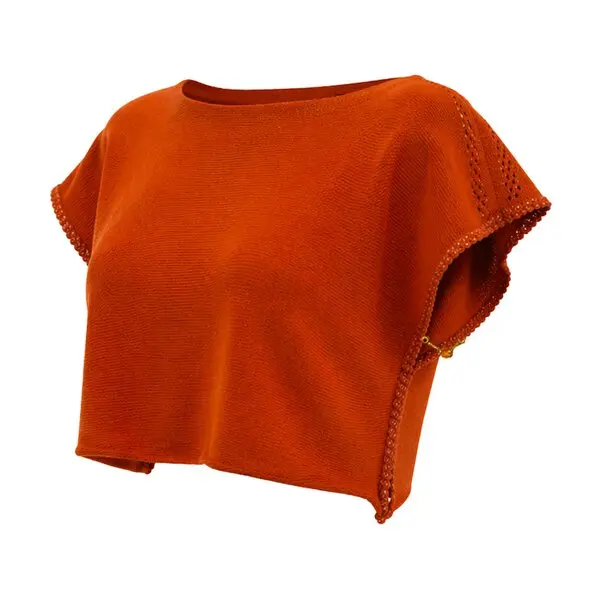 GAJÚ Nomad Cropped Hand-knitted Cotton Top With Lurex Accents