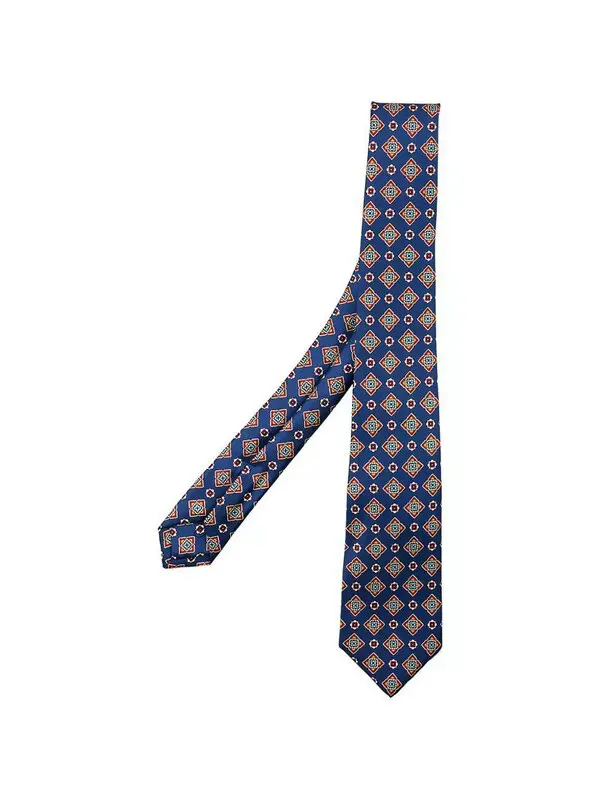 Kiton Silk Geometric Print Tie