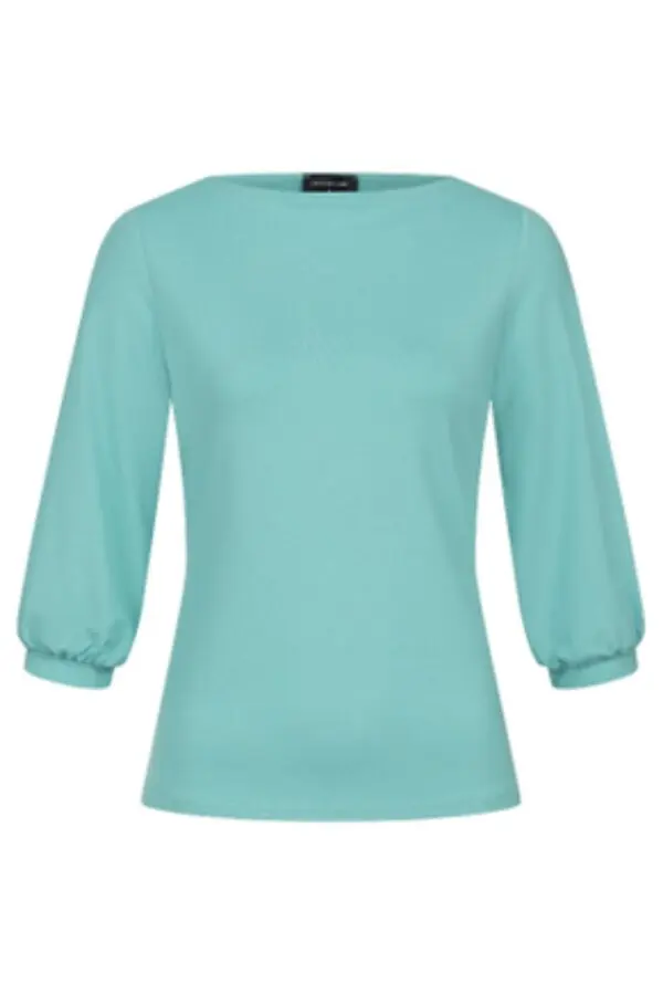 MARIANNA DÉRI Boat Neckline Top With 3/4 Sleeves