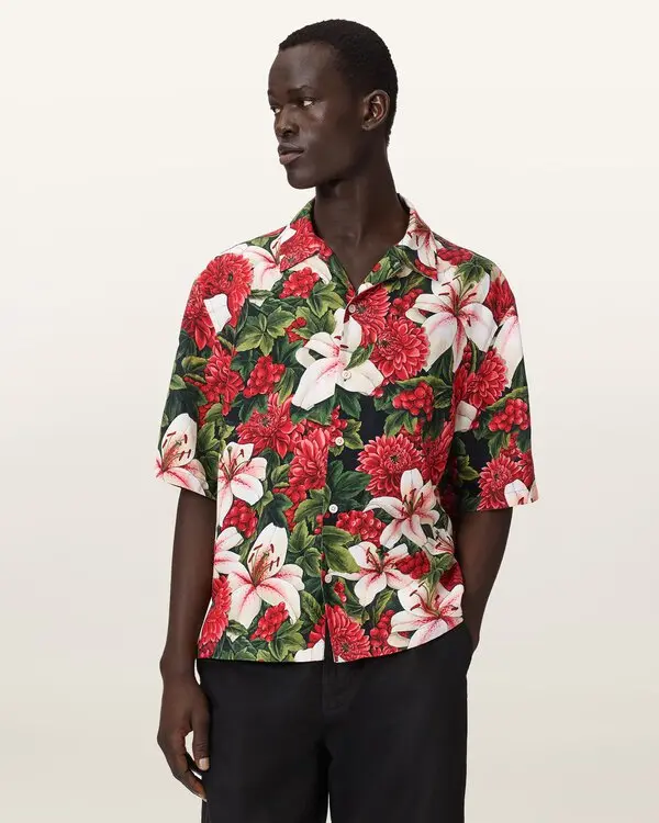 ALLSAINTS Hokkaido Short Sleeve Linen Blend Shirt