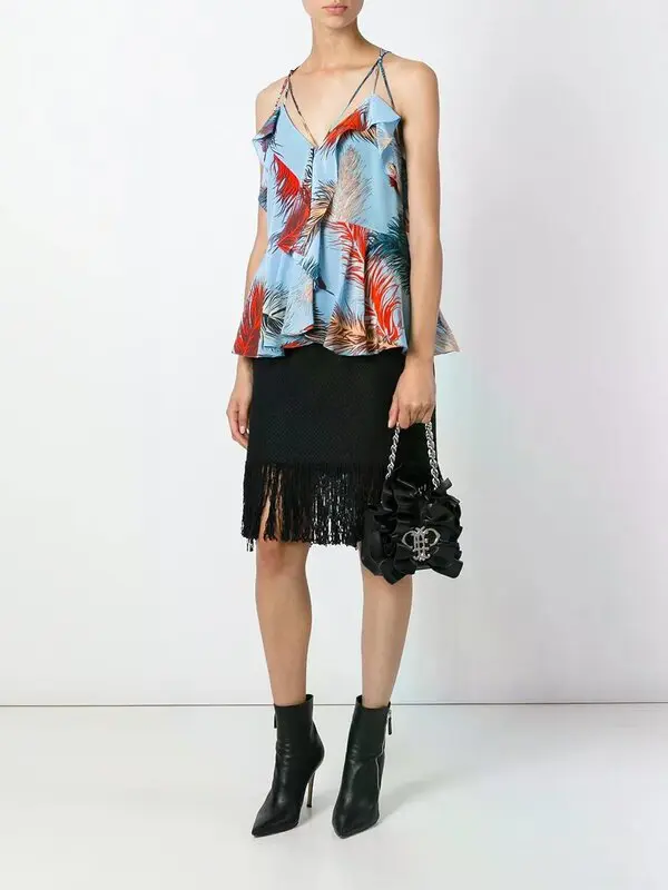 Emilio Pucci Feather Print Silk Top