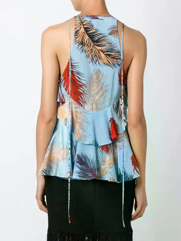 Emilio Pucci Feather Print Silk Top