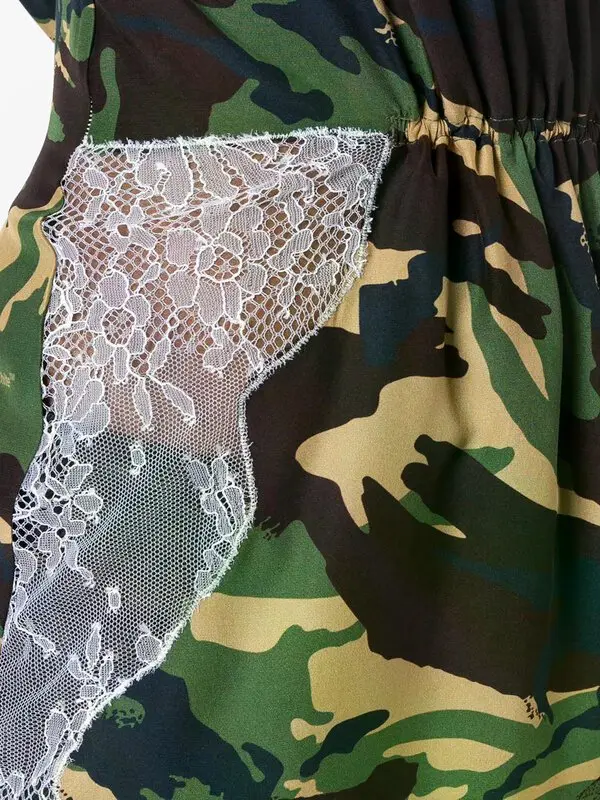 Off-White Lace Trim Cinched Top