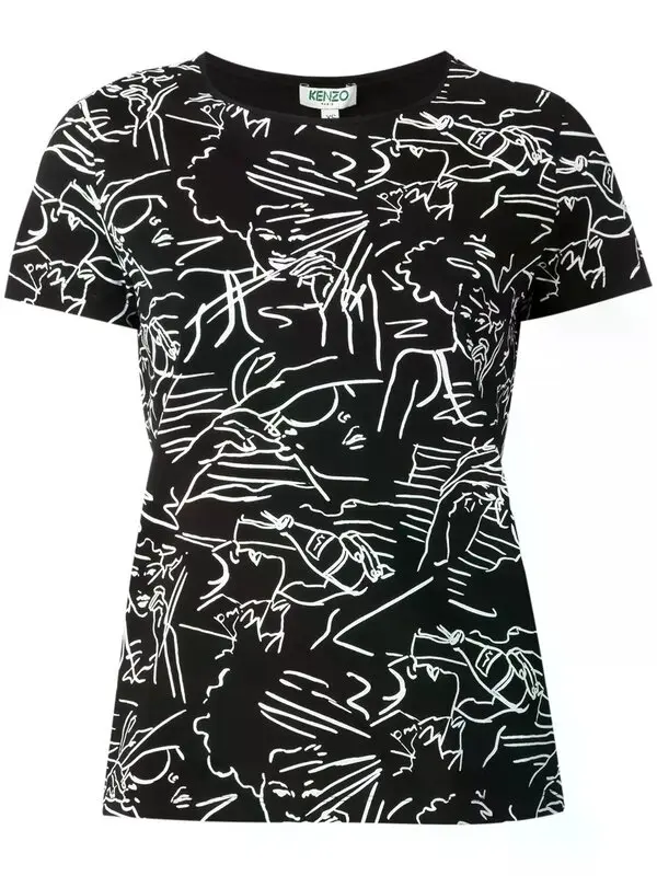 Kenzo Contrast Sketch Face T-shirt - Black