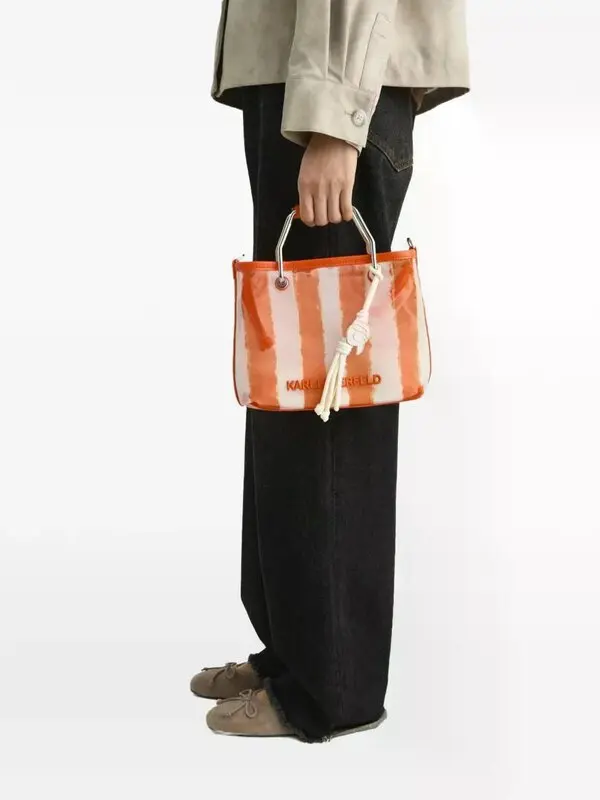 Karl Lagerfeld Ikon Striped Mesh Tote Bag