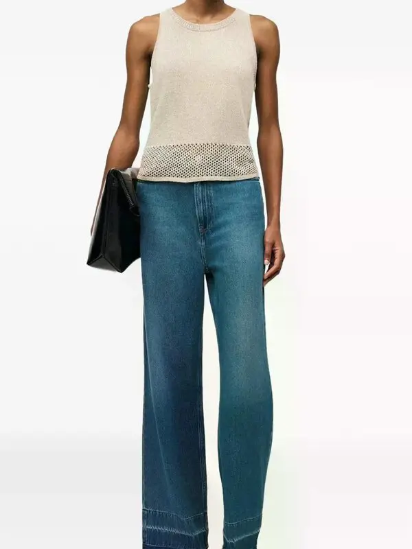 Karl Lagerfeld Beige Crochet-knit Top