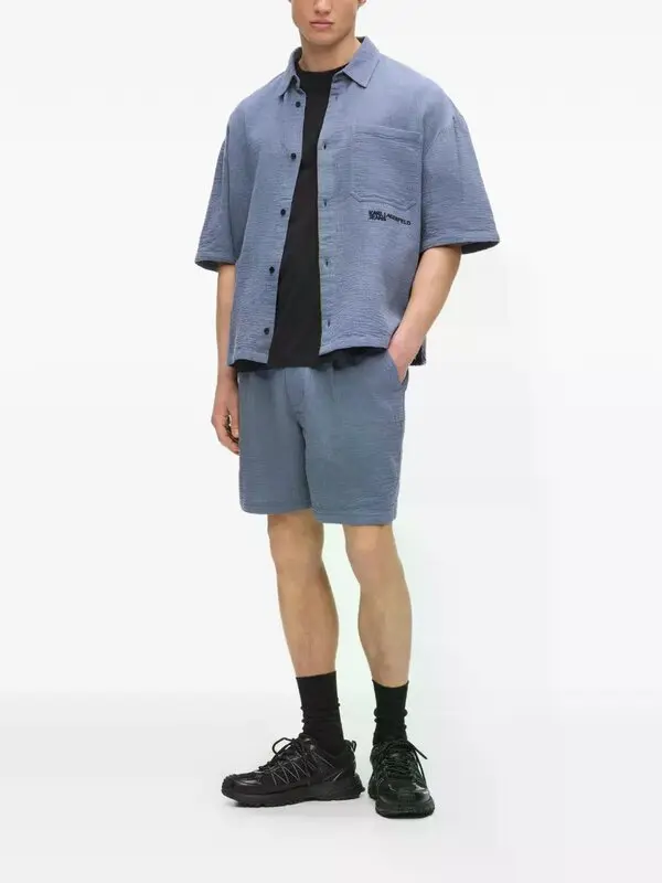 Karl Lagerfeld Crinkled Tailored Shorts - Blue