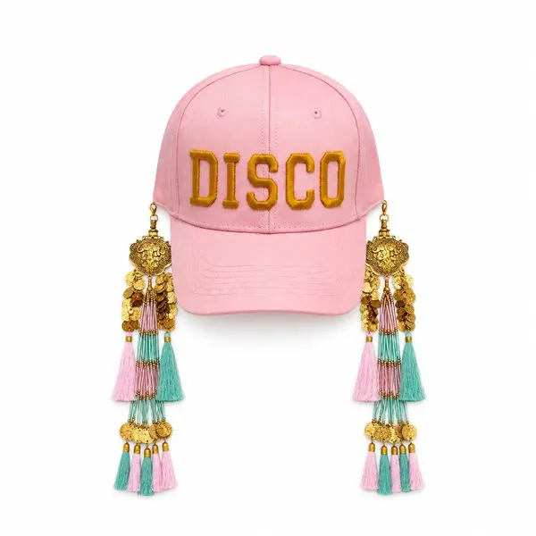 JULIA CLANCEY Trucker Cap With Disco Embroidery And Tassel Charms - Pink