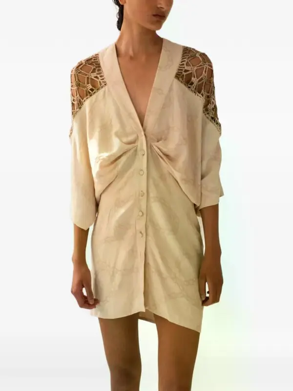 SADH Crochet-panel Chain-print Mini Dress