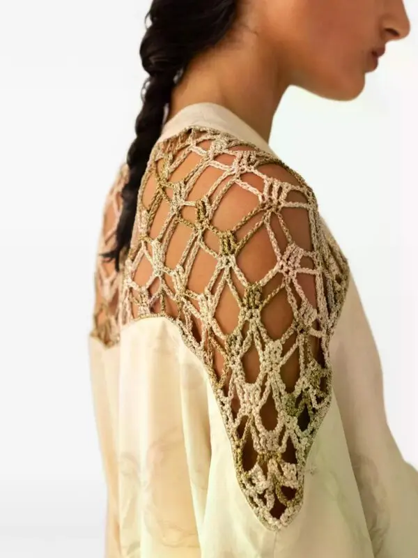SADH Crochet-panel Chain-print Mini Dress