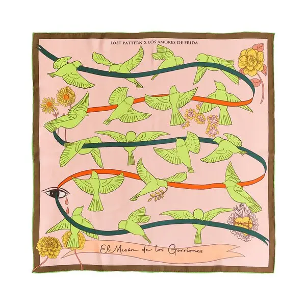 LOST PATTERN Frida X "house Of Frida" Silk Bandana Scarf Neon - Green