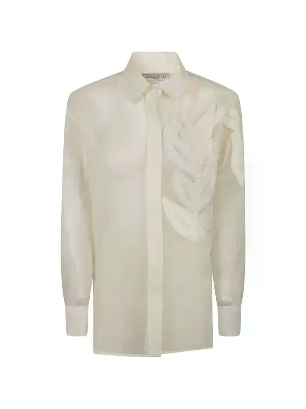 Antonelli Firenze Alessandra Leaf Appliqué Shirt - White