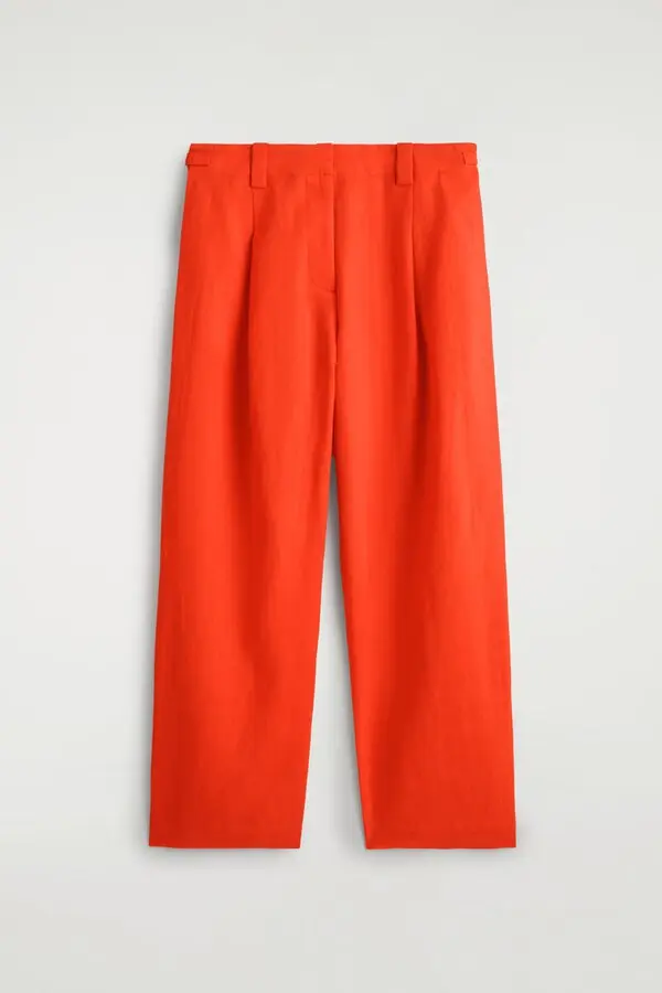 Cos Buckle-detail Linen Balloon-leg Pants - Orange